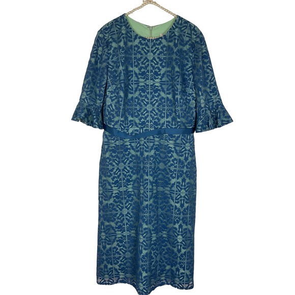 Kay Unger | Dresses | Kay Unger Teal And Blue Overlay Lace Trumpet ...